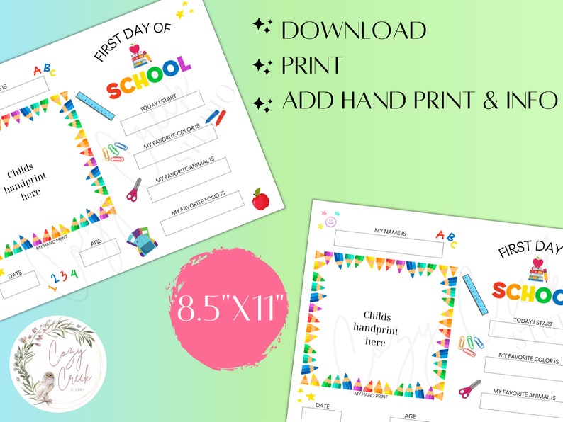 First Day of School Handprint Activity | Back to School Craft | School ...