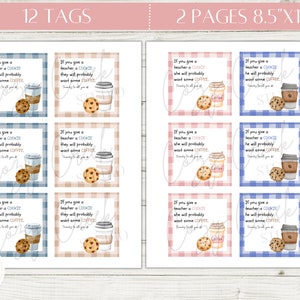 Printable Teacher Appreciation Gift Tag | Cookie Coffee Thank You Tag ...
