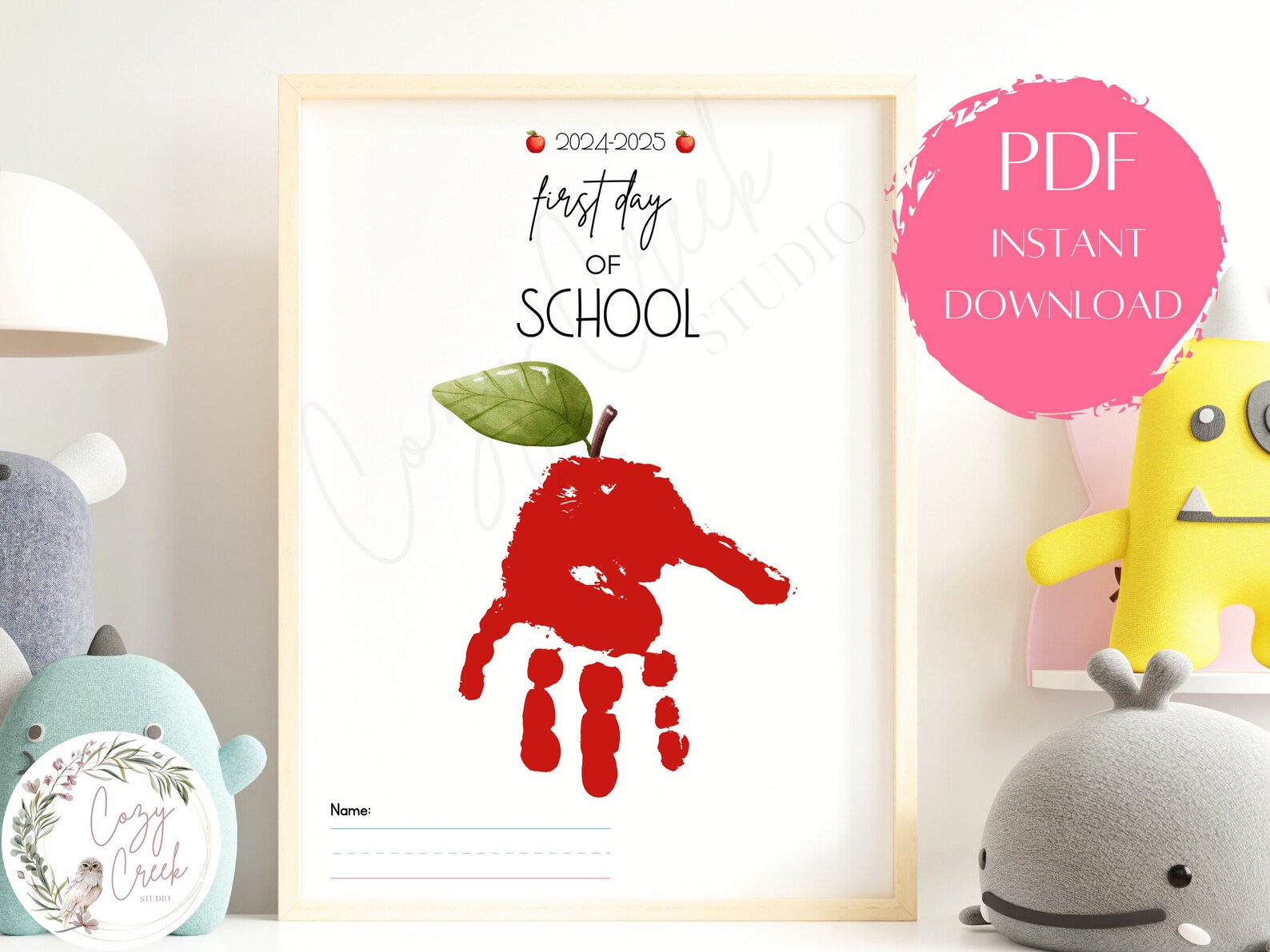 Printable First Day of School Apple Handprint Craft Back to School Art ...