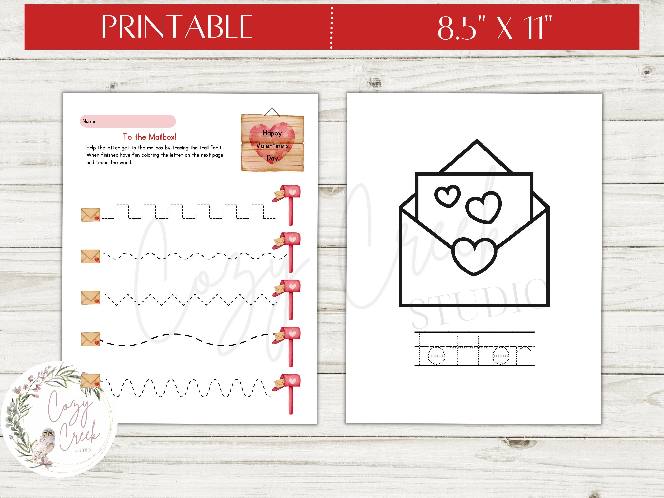 Tracing Practice | Printable Valentine's Day Worksheets | Pre-k, Pre ...