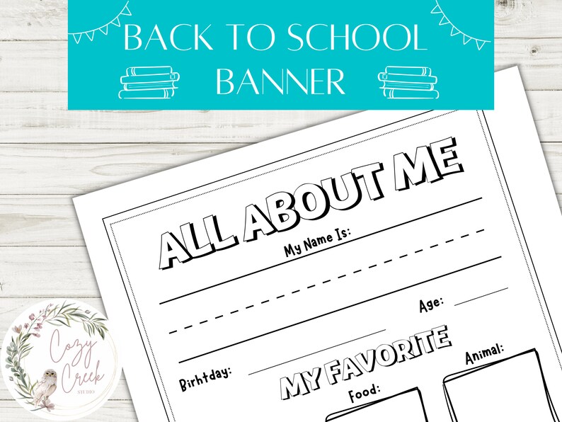 Printable All About Me Page | Classroom Banner | First Day of School ...