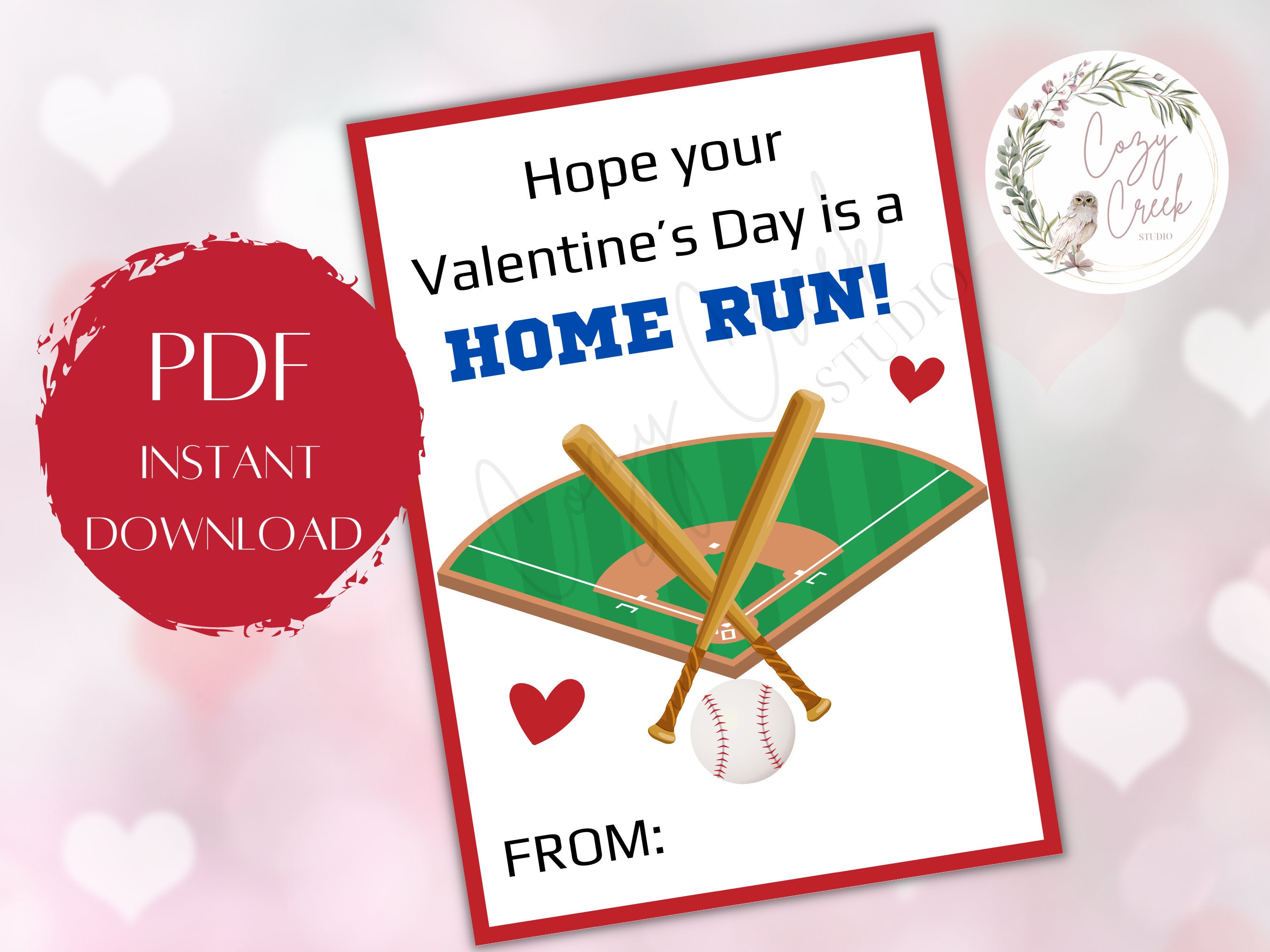 Printable Kids Classroom Baseball Valentine Cards Baseball Valentine's ...