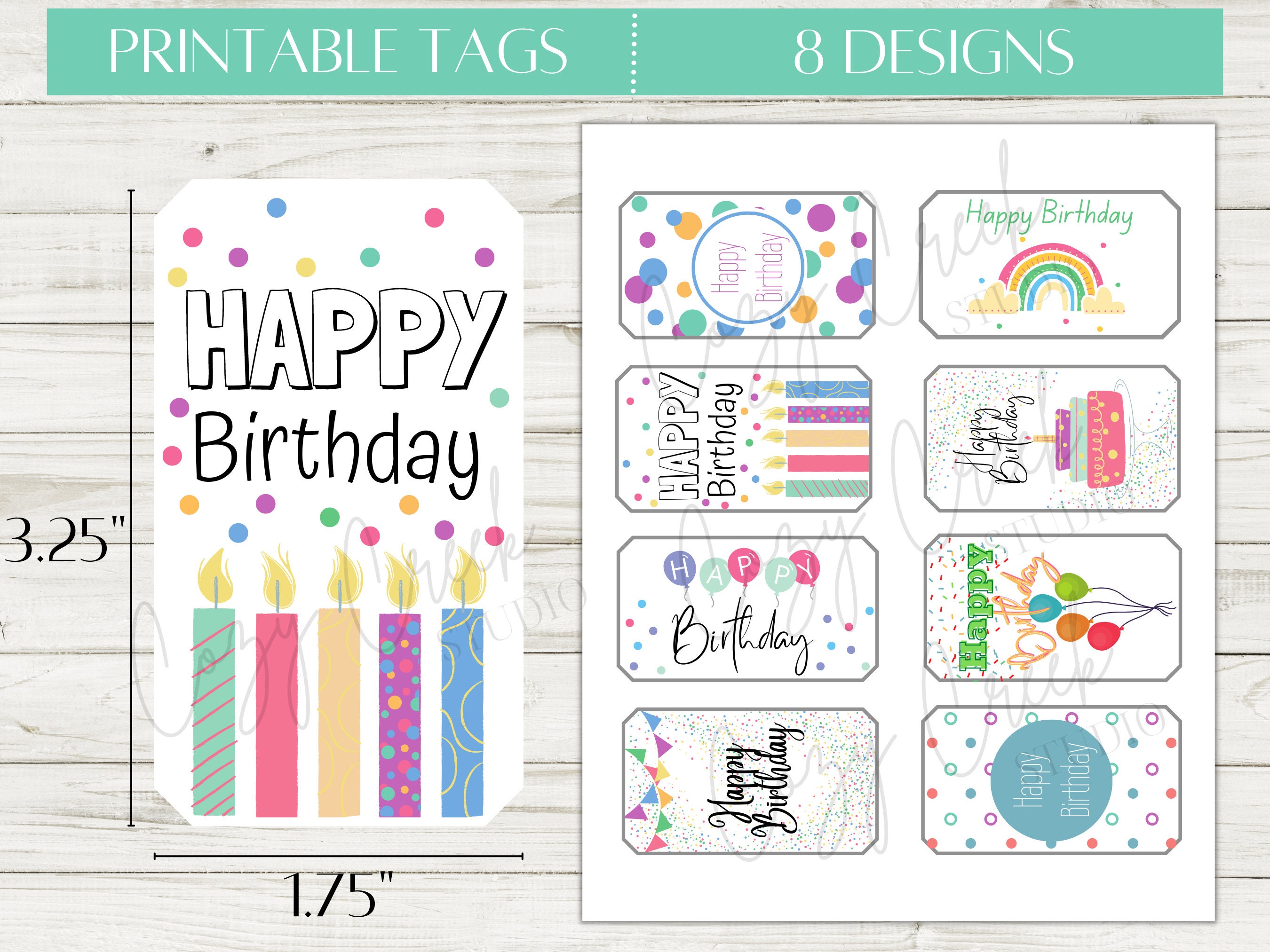 Printable Birthday Gift Tag, Bright, Fun, Colorful Gift Tags - Etsy