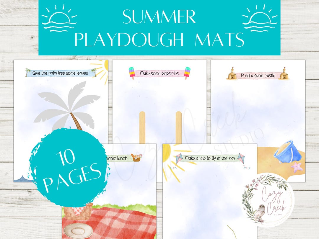 Printable Summer Play Dough Mats for Kids | 10 Pages of Summer Themes ...