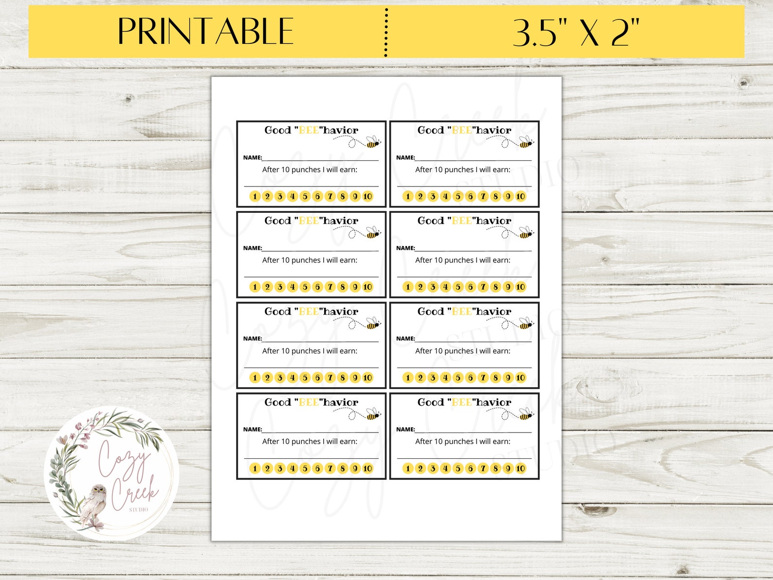 Printable Good Bee-havior Punch Card | Classroom Behavior Reward Card ...