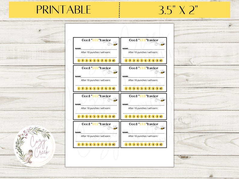 Printable Good Bee-havior Punch Card | Classroom Behavior Reward Card ...