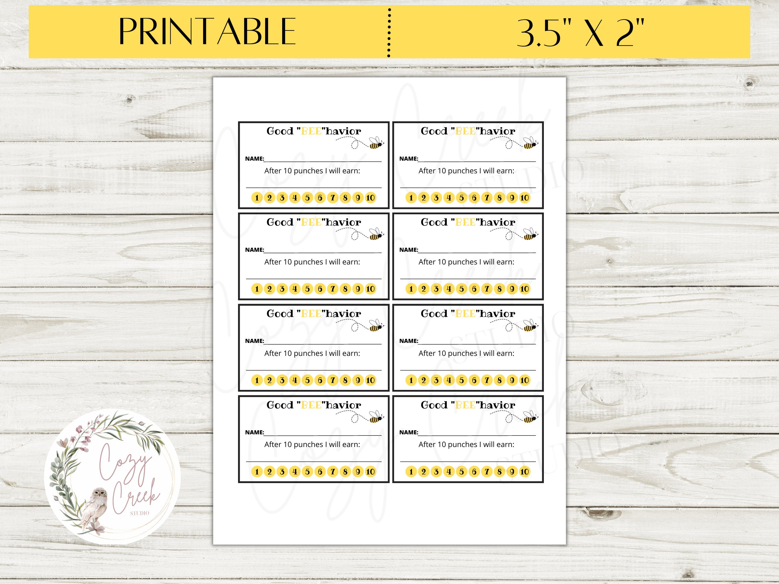 Printable Good Bee-havior Punch Card | Classroom Behavior Reward Card ...