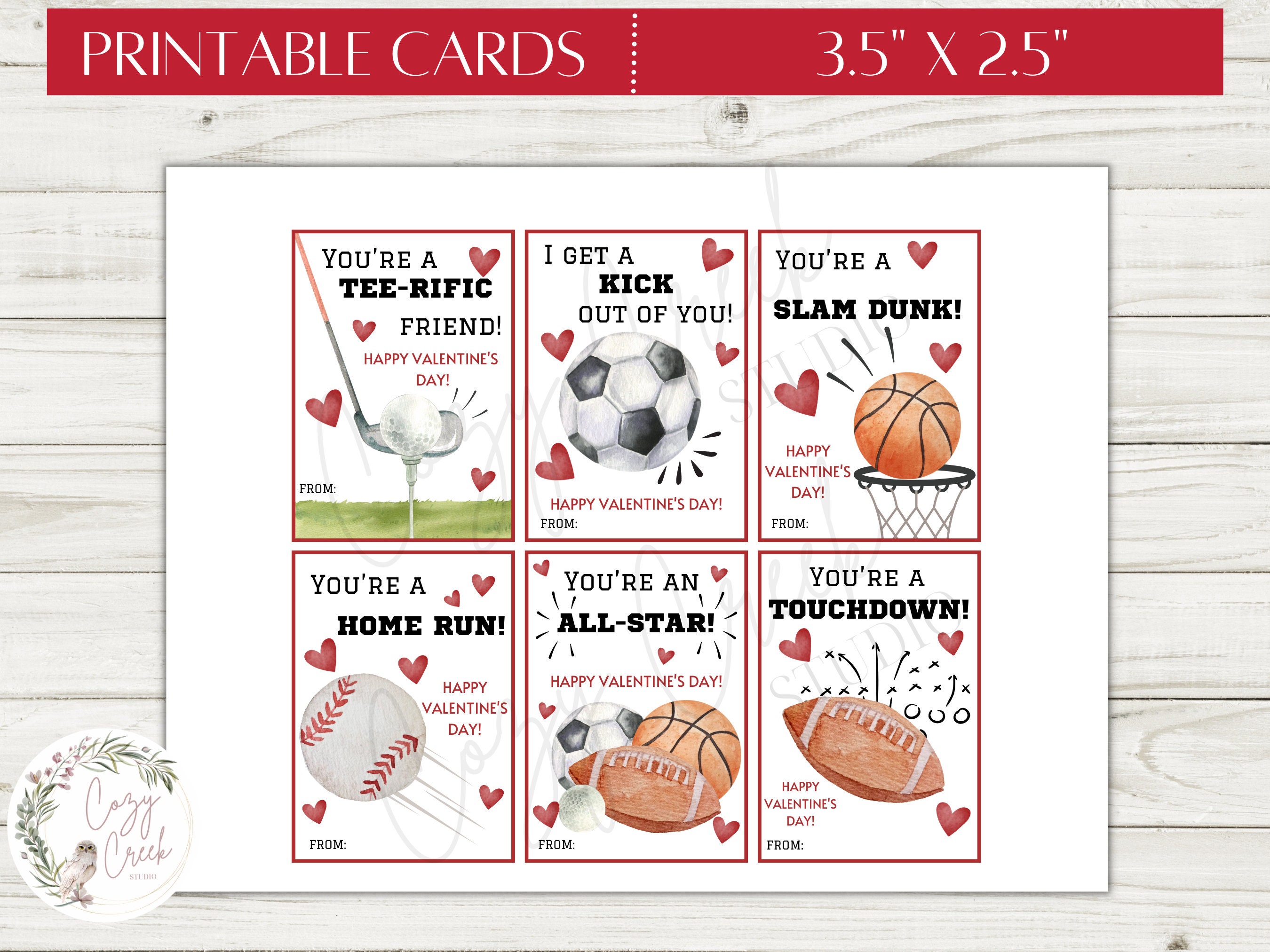Printable Kids Classroom Sport Valentine Cards | Kids School Valentine ...