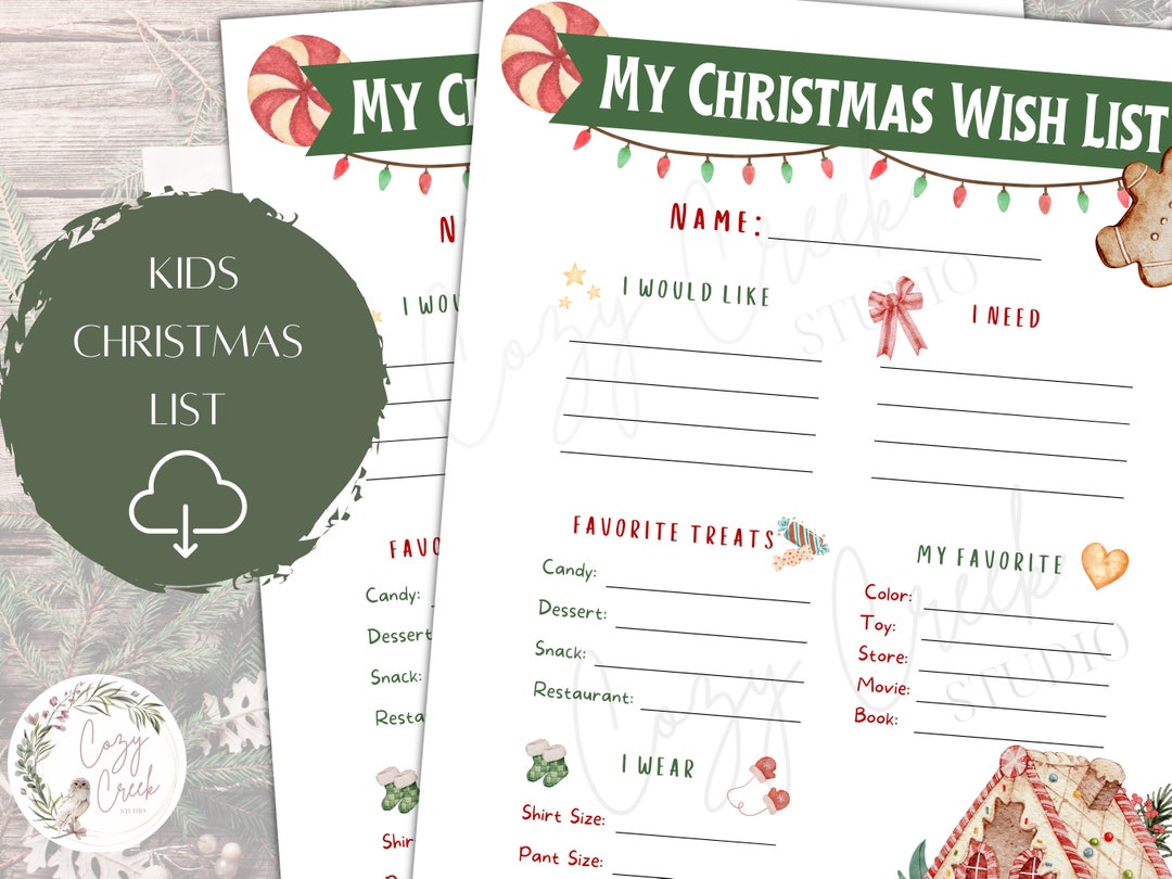 Kids Christmas Wish List | Holiday Gift List | Christmas Gift List ...