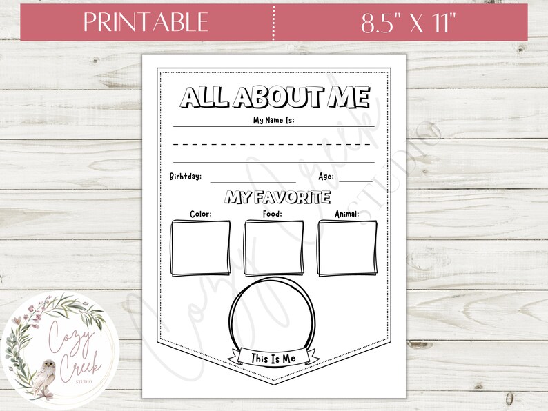 Printable All About Me Page | Classroom Banner | First Day of School ...