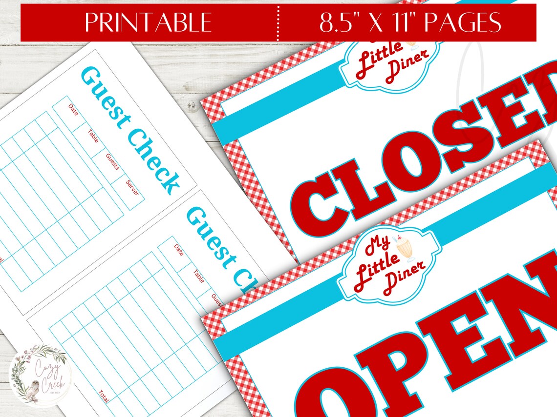 Printable Kids Play Diner Menu Set | Kids Pretend Play Menus, Guest ...