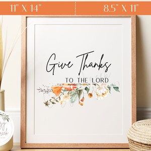 Printable Autumn Wall Art | Floral Christian Art | Give Thanks to the ...