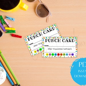 Printable Confetti Punch Card | Classroom Reward Card | School Punch ...
