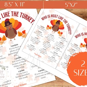 Printable Thanksgiving Game | Who is Most Like the Turkey | Family Game ...