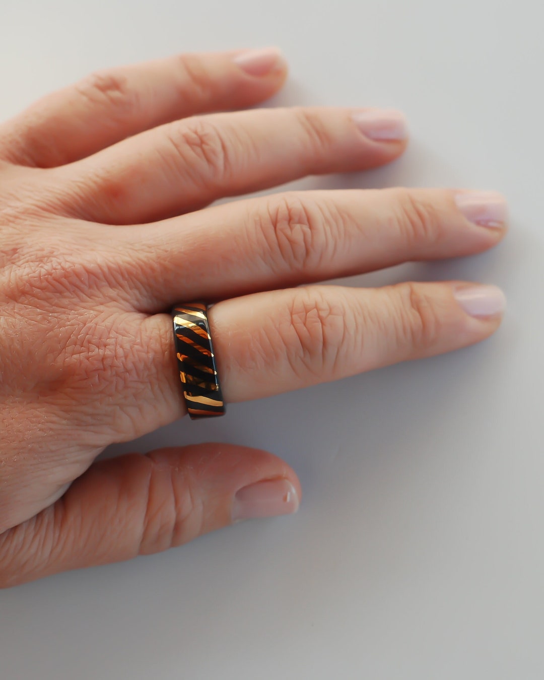 Black Porcelain Ring With Gold Details: Handmade Ceramic Jewelry - Etsy