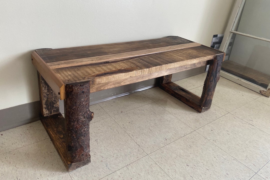 Live Edge Rustic Entryway Bench - Etsy