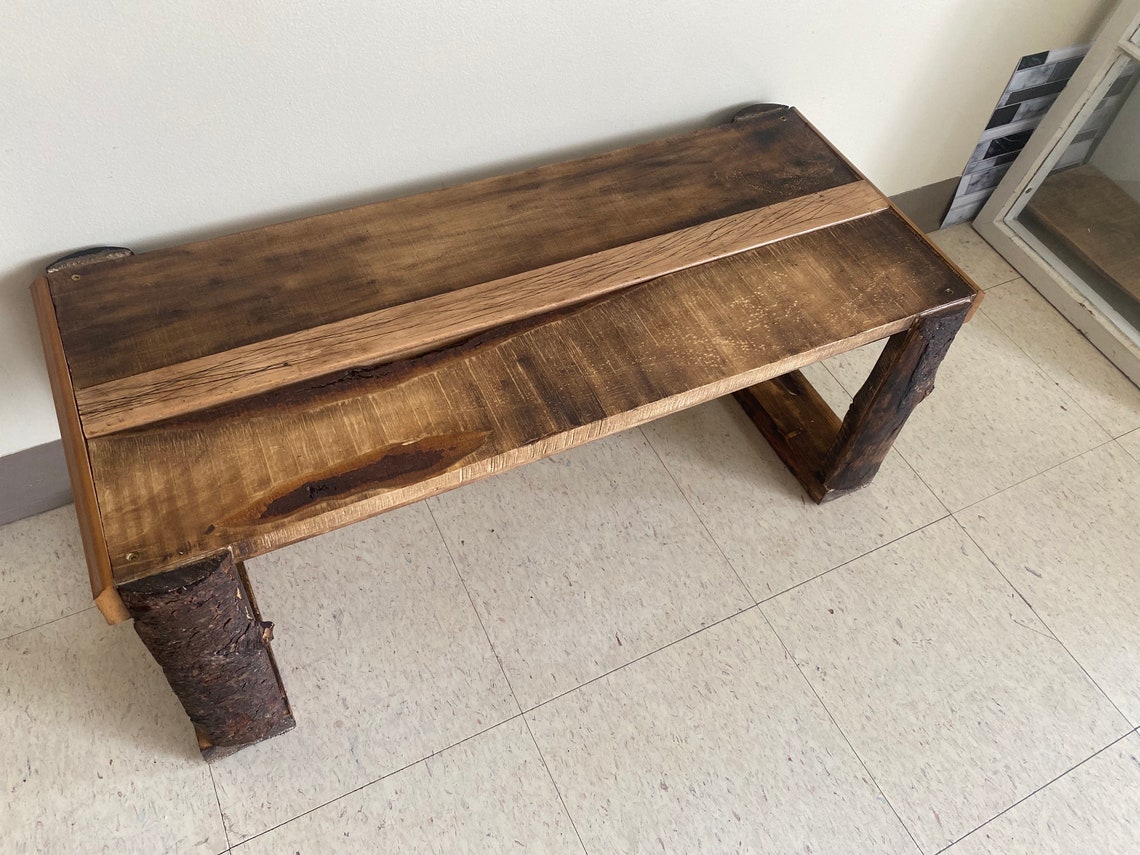 Live Edge Rustic Entryway Bench - Etsy