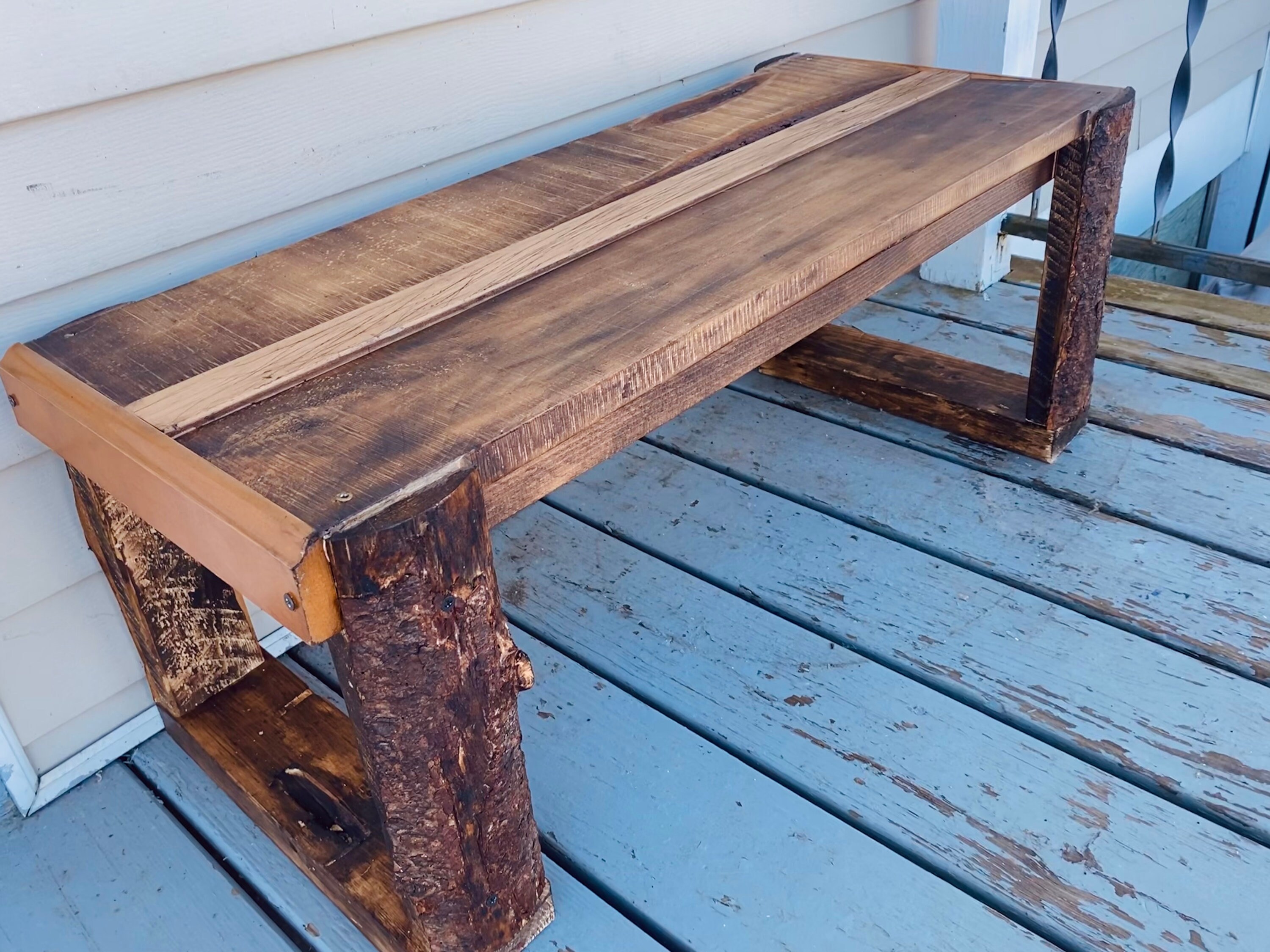 Live Edge Rustic Entryway Bench - Etsy
