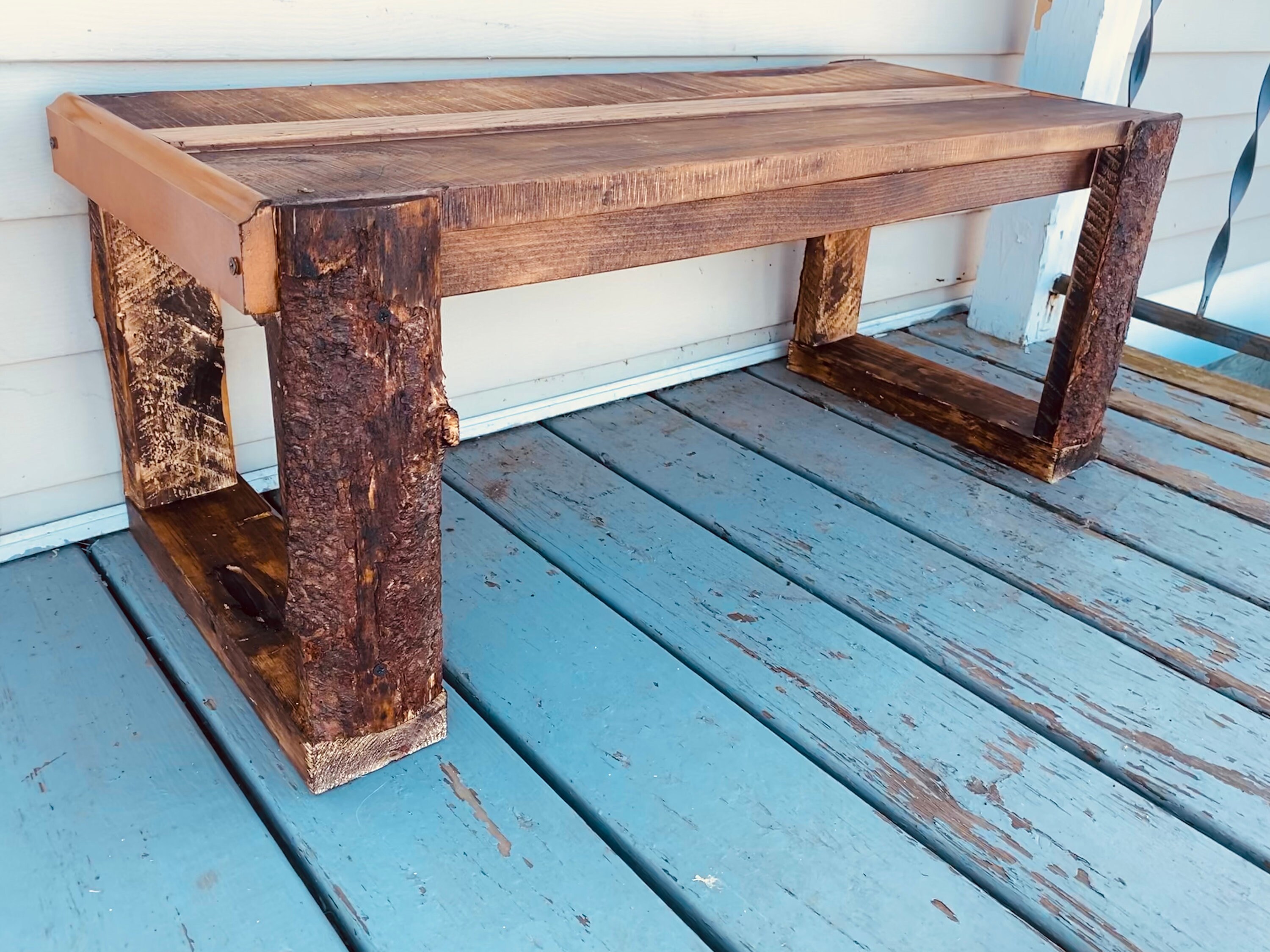 Live Edge Rustic Entryway Bench - Etsy