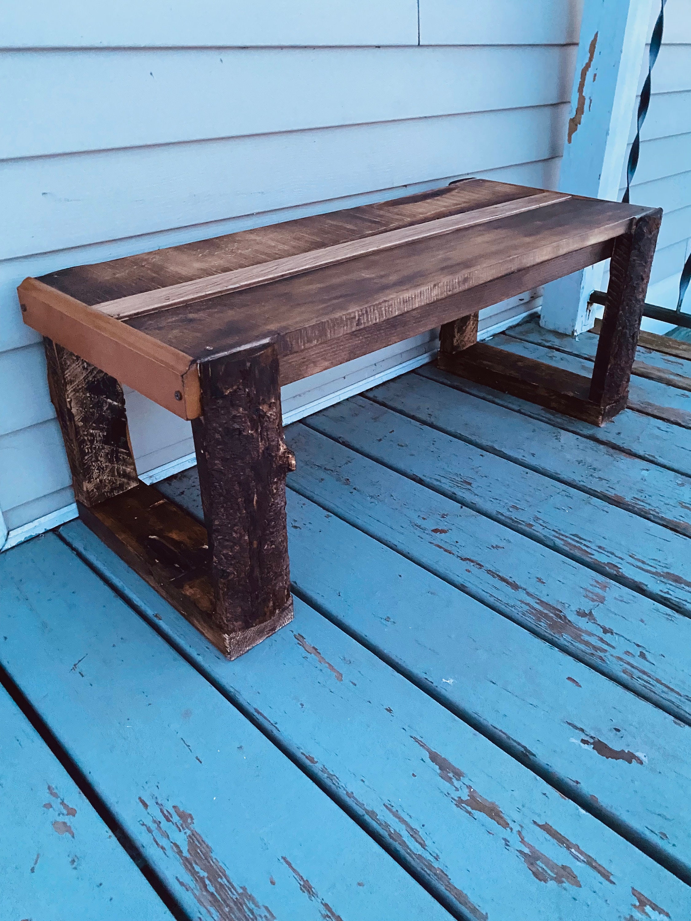 Live Edge Rustic Entryway Bench - Etsy