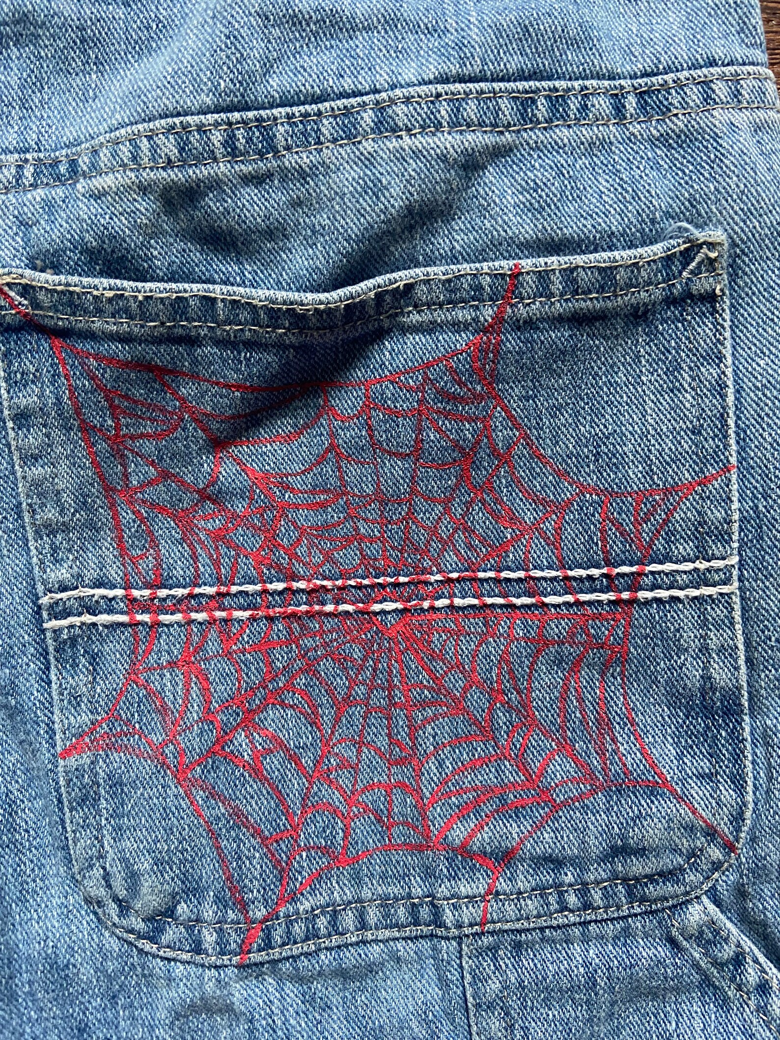 Handpainted Spider and Spiderweb Jorts - Etsy