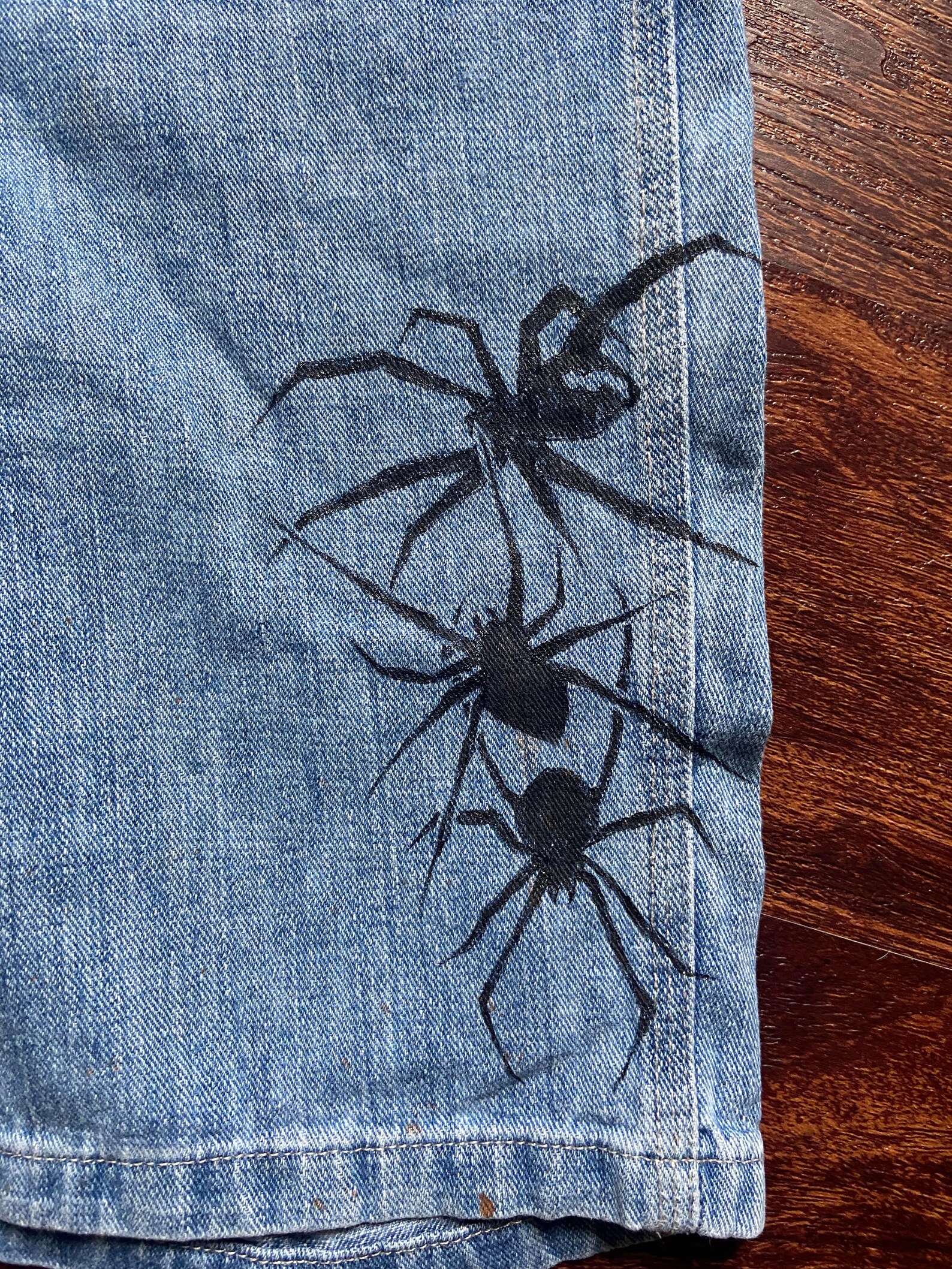 Handpainted Spider and Spiderweb Jorts - Etsy