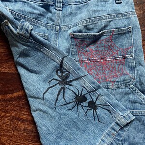 Handpainted Spider and Spiderweb Jorts - Etsy