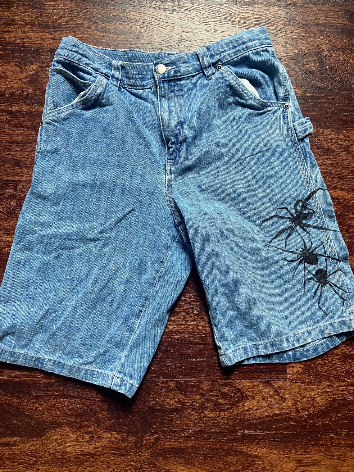 Handpainted Spider and Spiderweb Jorts - Etsy