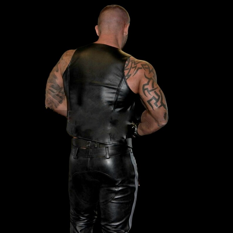 Mens Leather Vest Genuine Sheep Leather Leather Bar Vest Men Leather ...