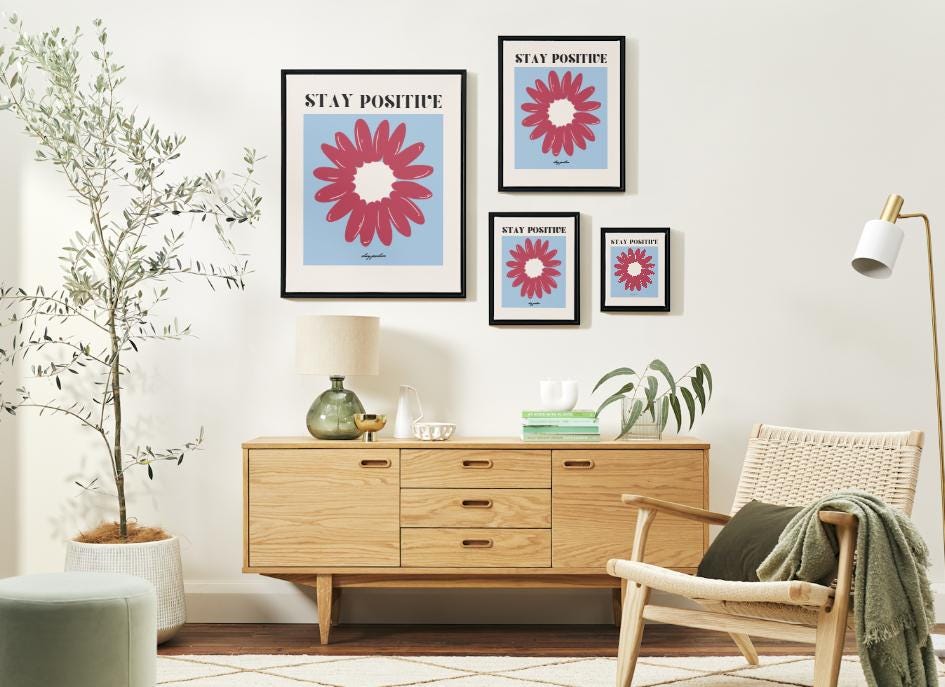 Stay Positive Wall Art Printable | Boho Motivational Quote Print ...