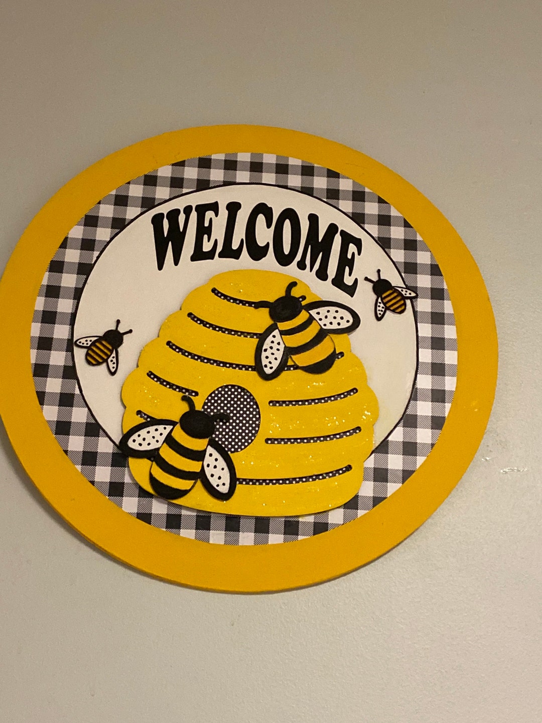 Circular Welcome, Bumblebee Wall/door Sign - Etsy