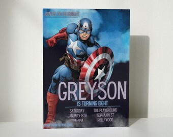 Captain America Editable Invitation Birthday - Etsy