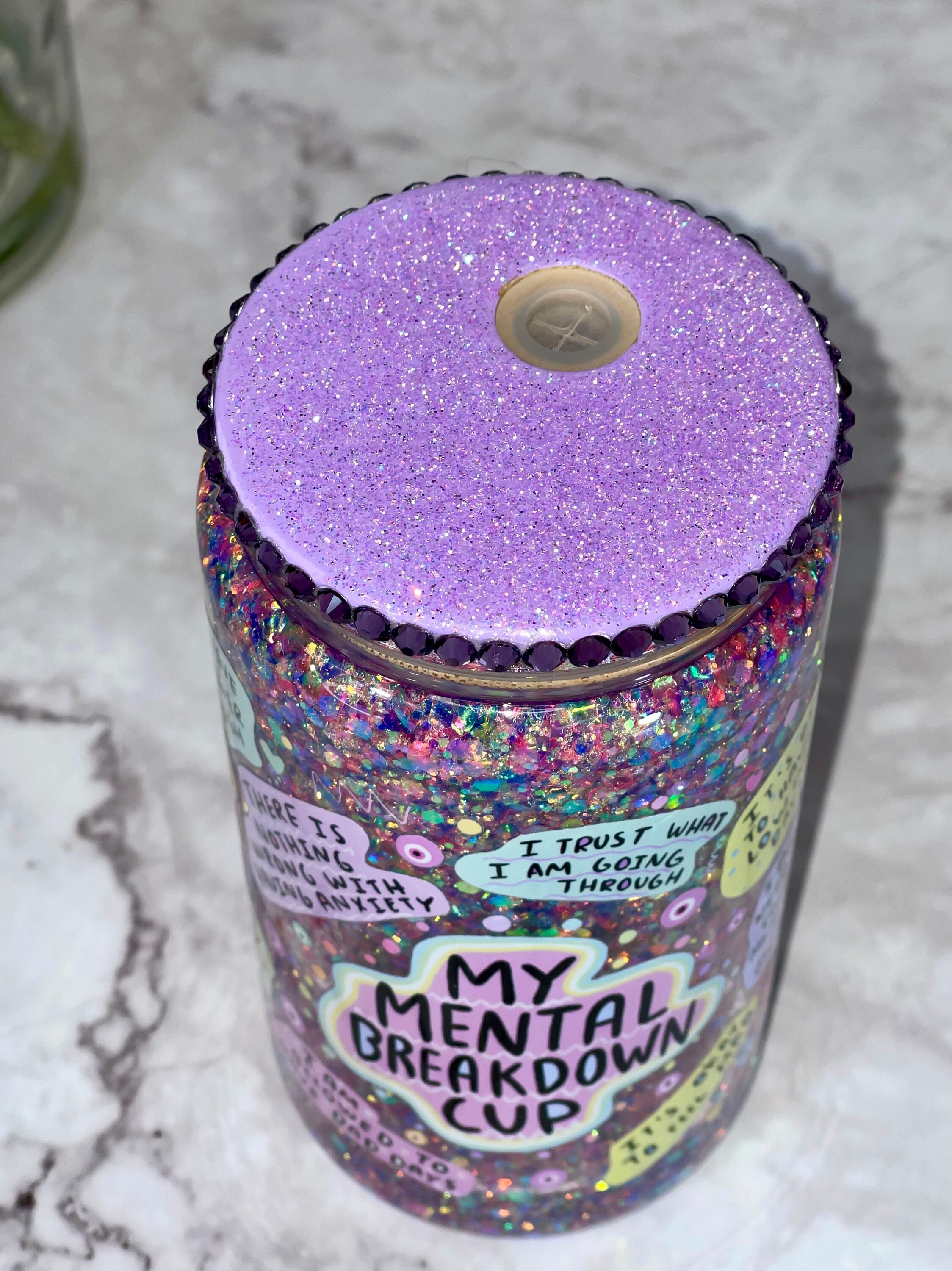 16 Oz Glass Can Glitter Globe Tumblerbamboo Lid And Plastic Strawbirthday Tt For Her