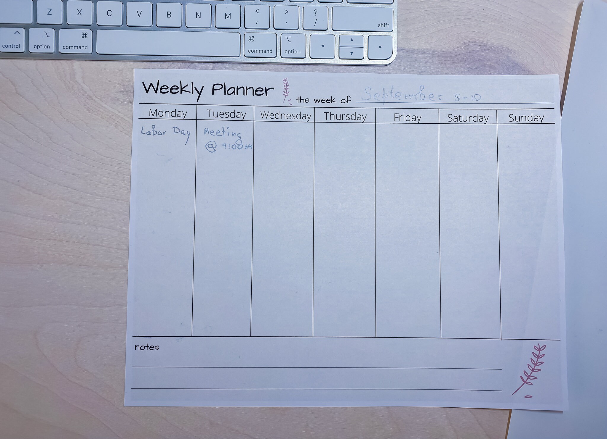 PDF Download Printable Weekly Planner - Etsy