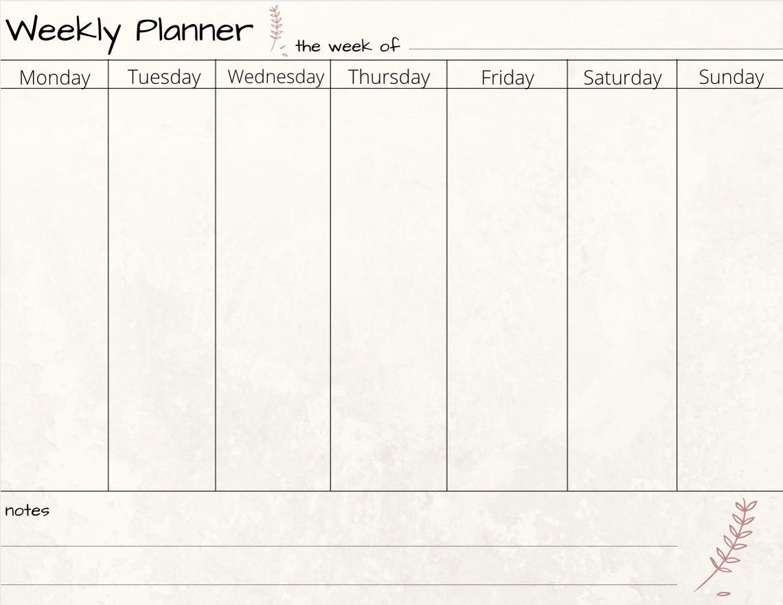 PDF Download Printable Weekly Planner - Etsy