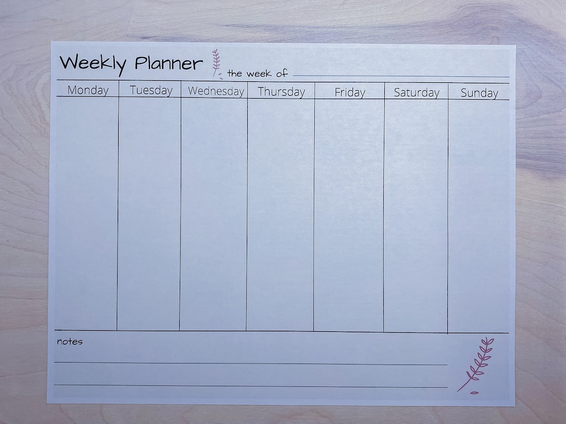 PDF Download Printable Weekly Planner - Etsy