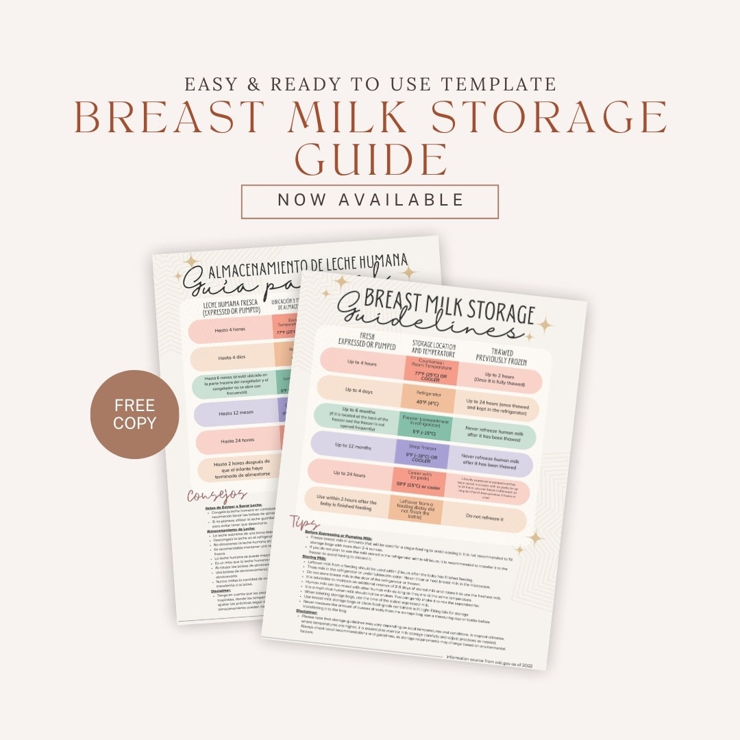 Ultimate Breast Milk Storage Guide | A4 & US Letter | Bonus Spanish ...