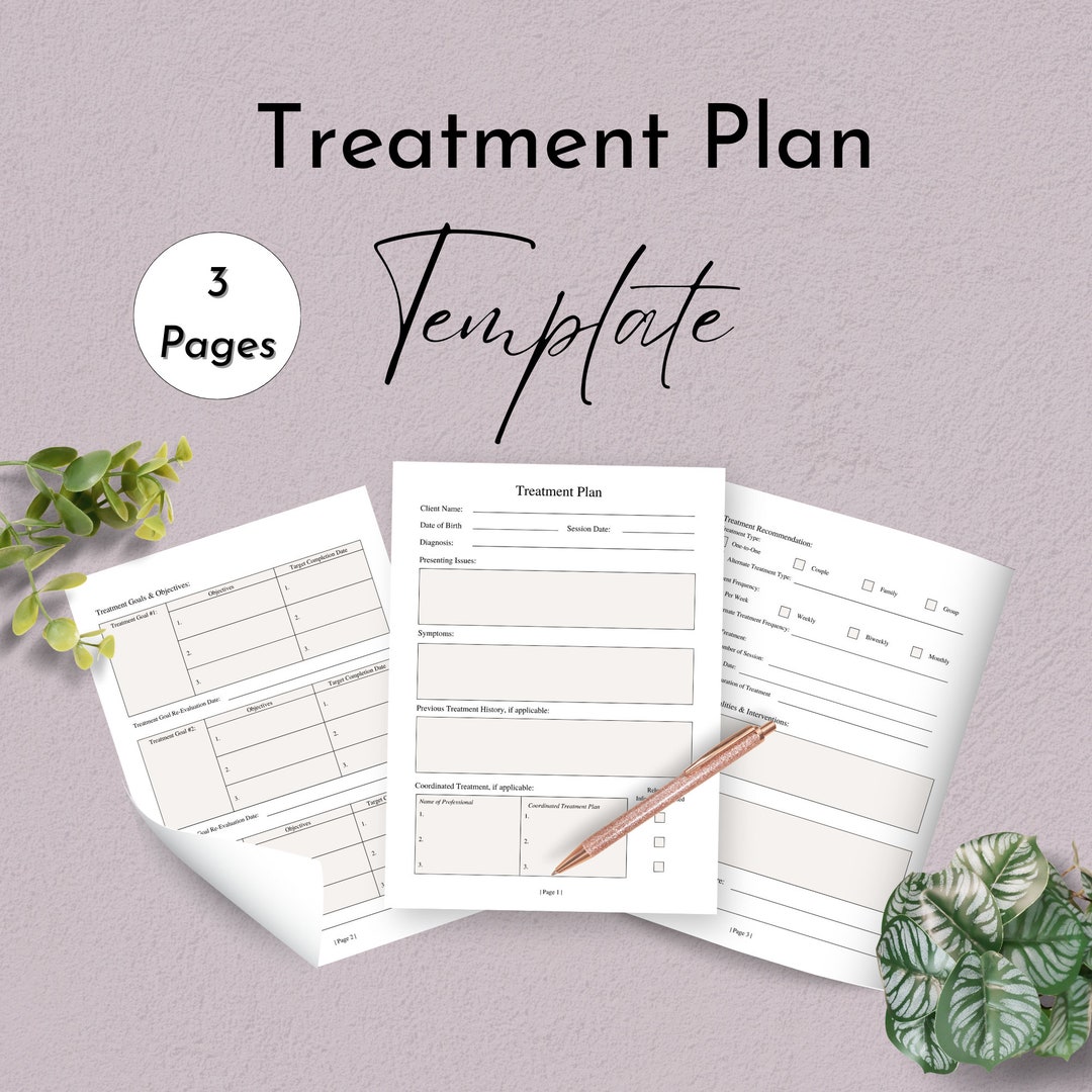 Treatment Plan Editable and Printable Template Psychotherapist ...