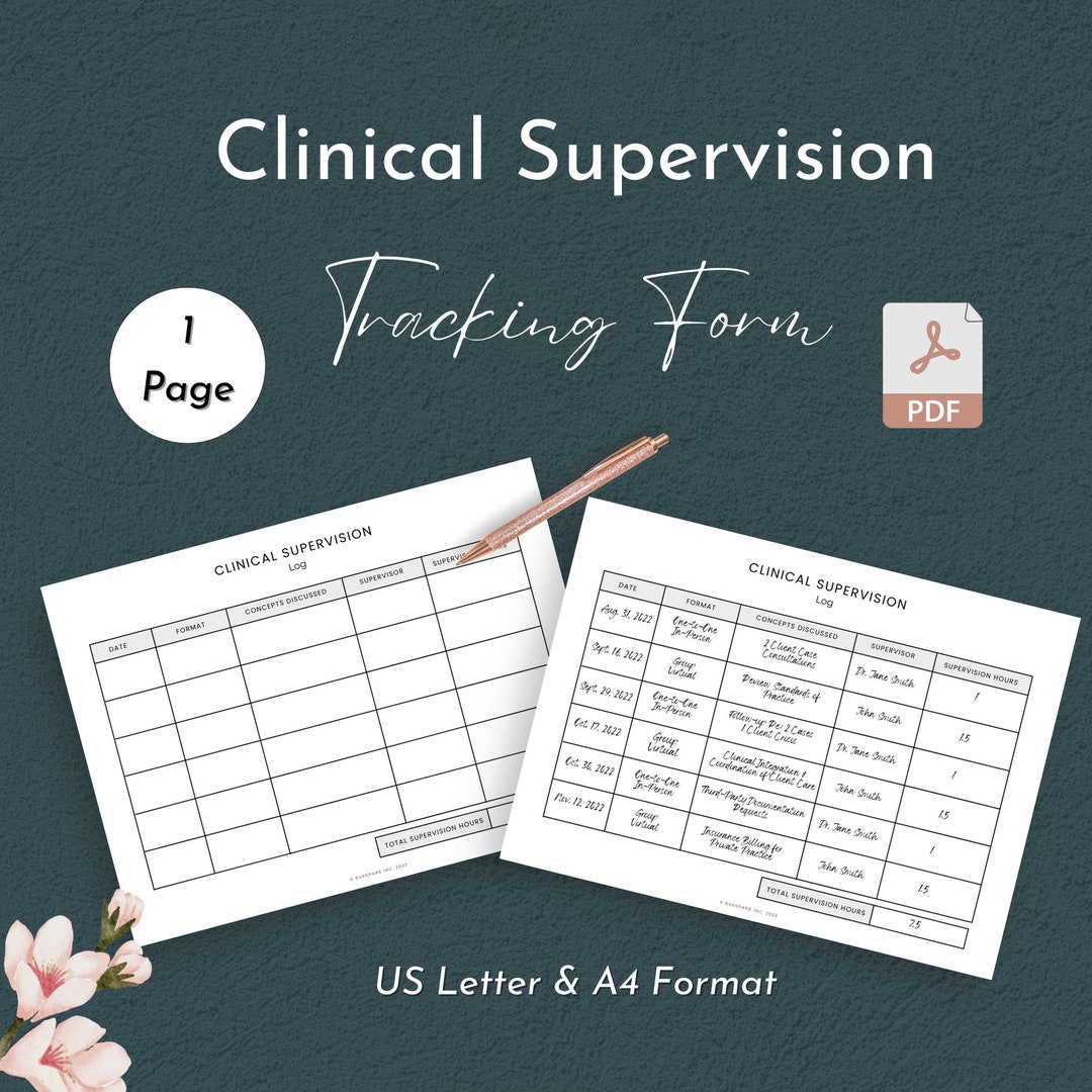 Clinical Supervision Tracking Form for Social Workers, Therapists ...