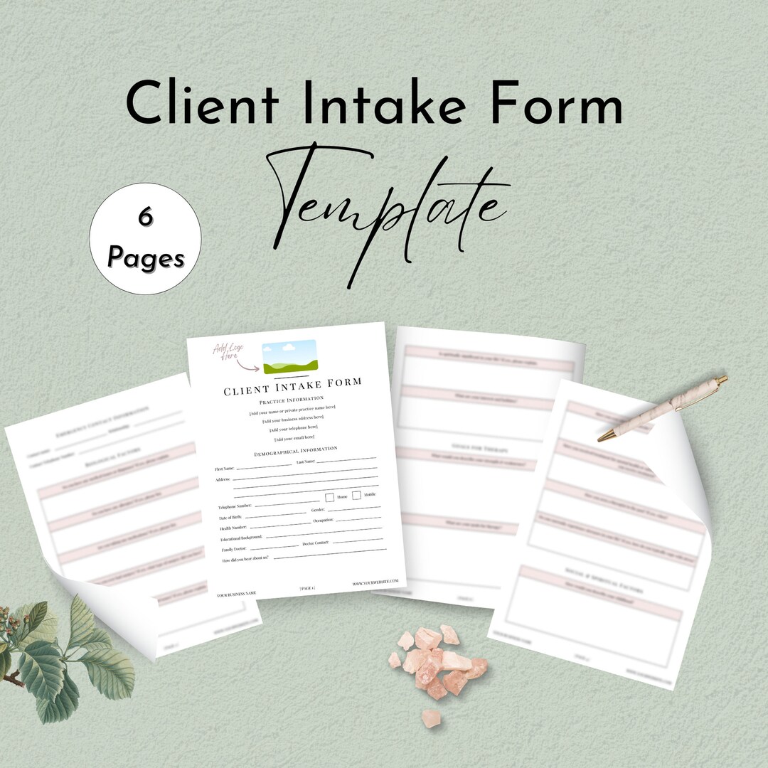 Client Intake Form With Biopsychosocial Questionnaire Editable ...