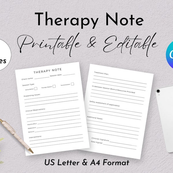 Social Work Case Note Template - Etsy
