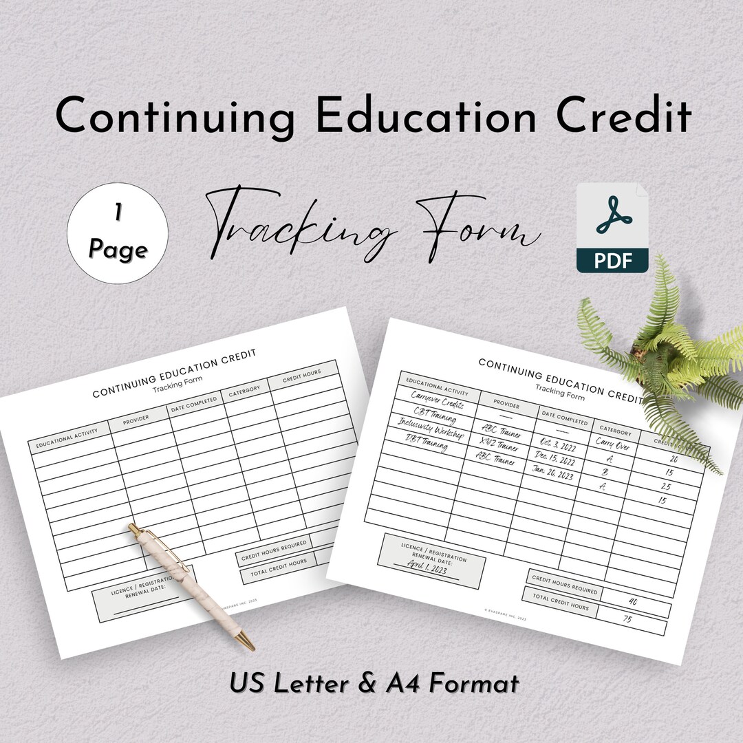 Continuing Education Credit Tracking Form for Therapists ...