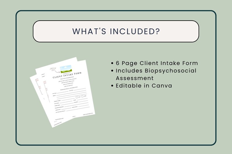 Client Intake Form With Biopsychosocial Questionnaire Editable ...