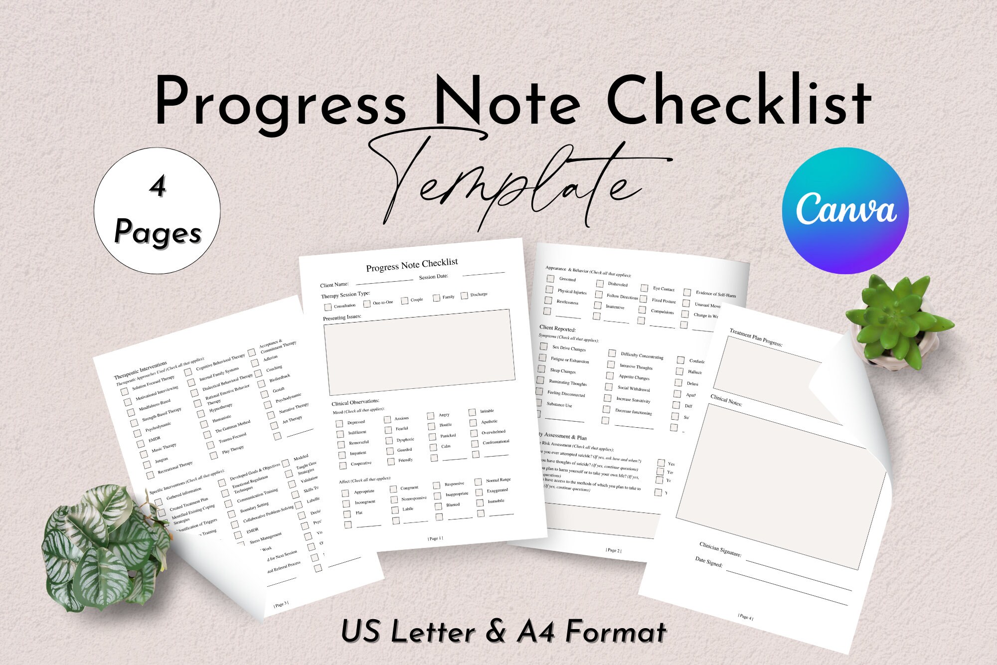 Progress Note Checklist Template Therapist Psychotherapist - Etsy