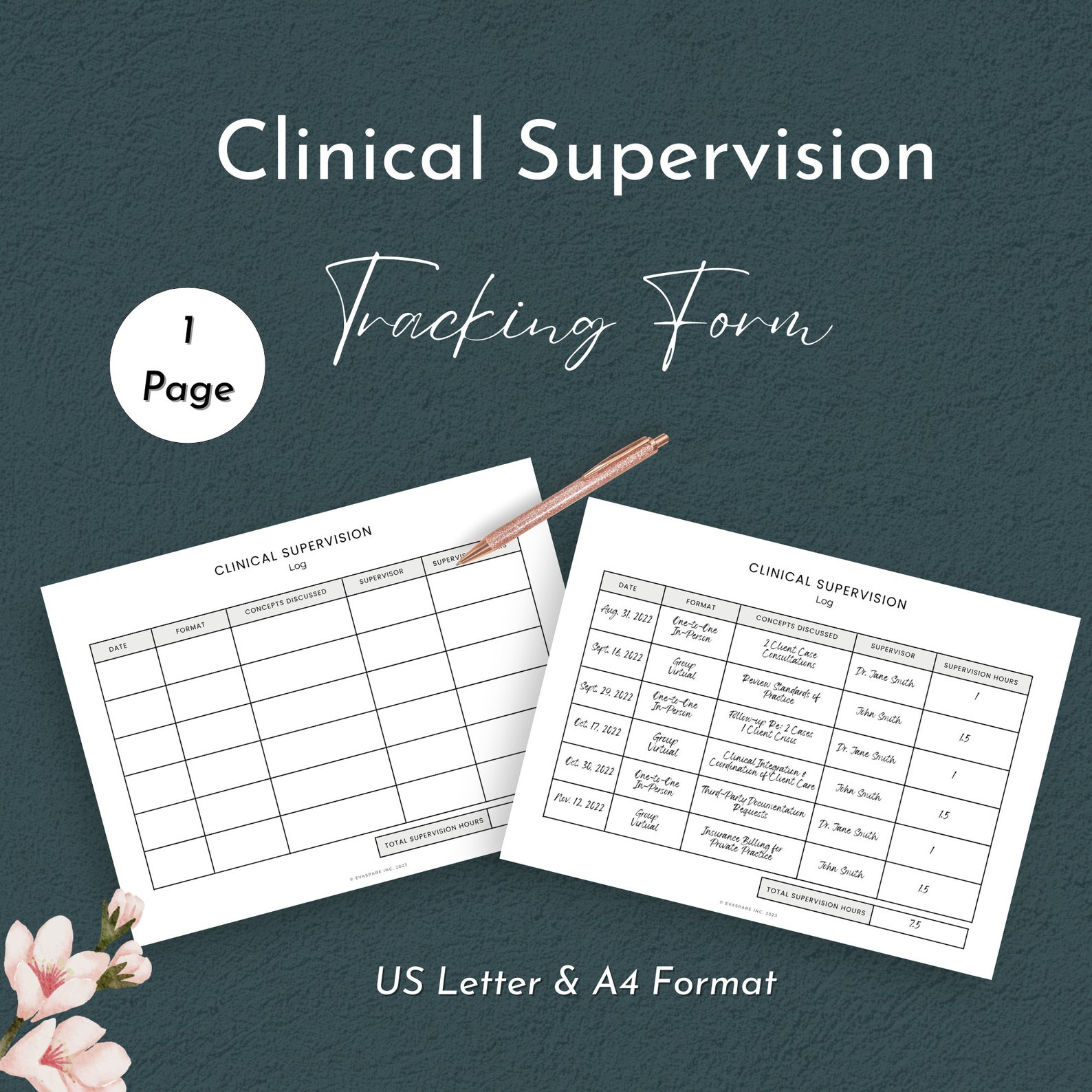 Clinical Supervision Tracking Form for Social Workers, Therapists ...