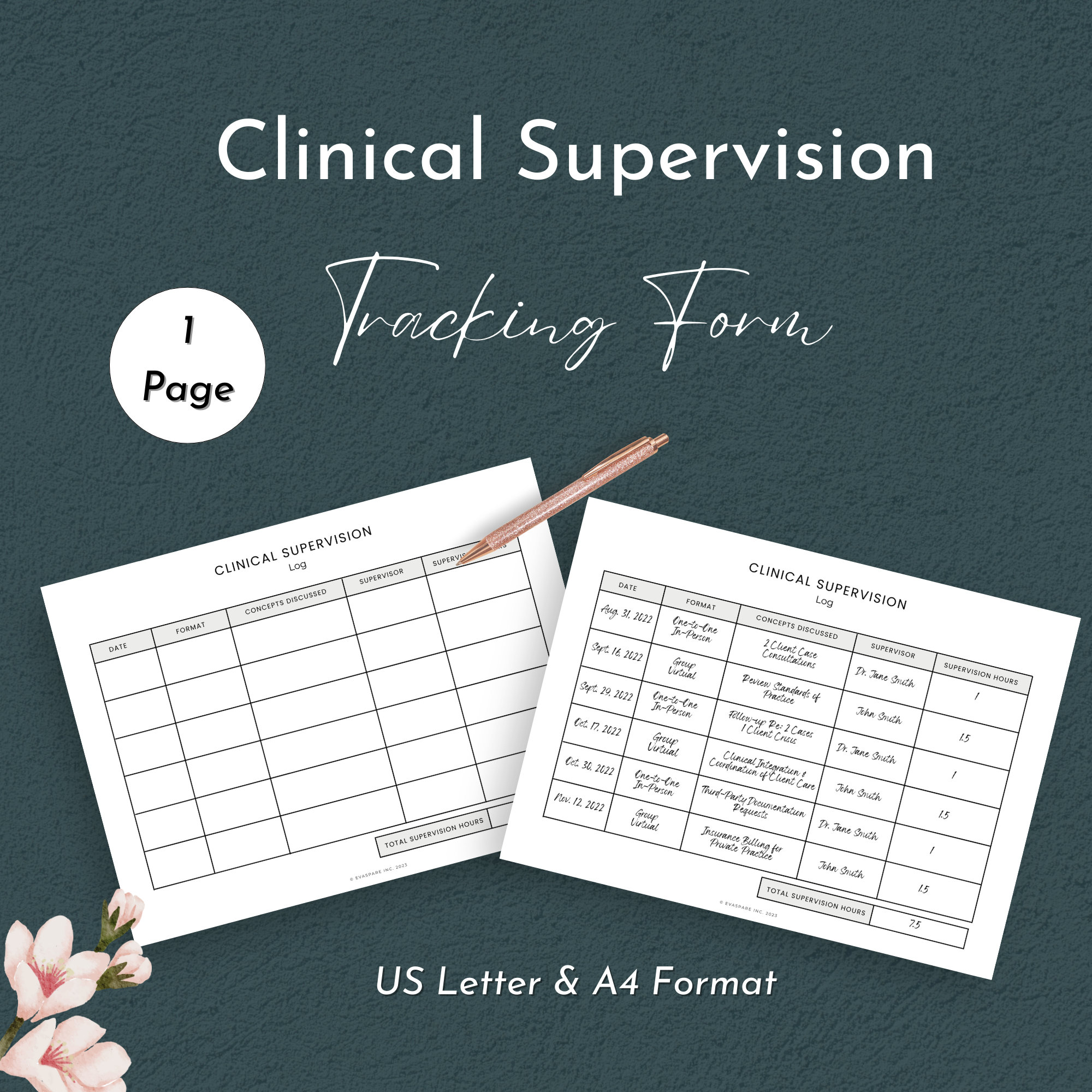 Clinical Supervision Tracking Form for Social Workers, Therapists ...