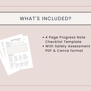 Progress Note Checklist Template Therapist Psychotherapist Counselor ...