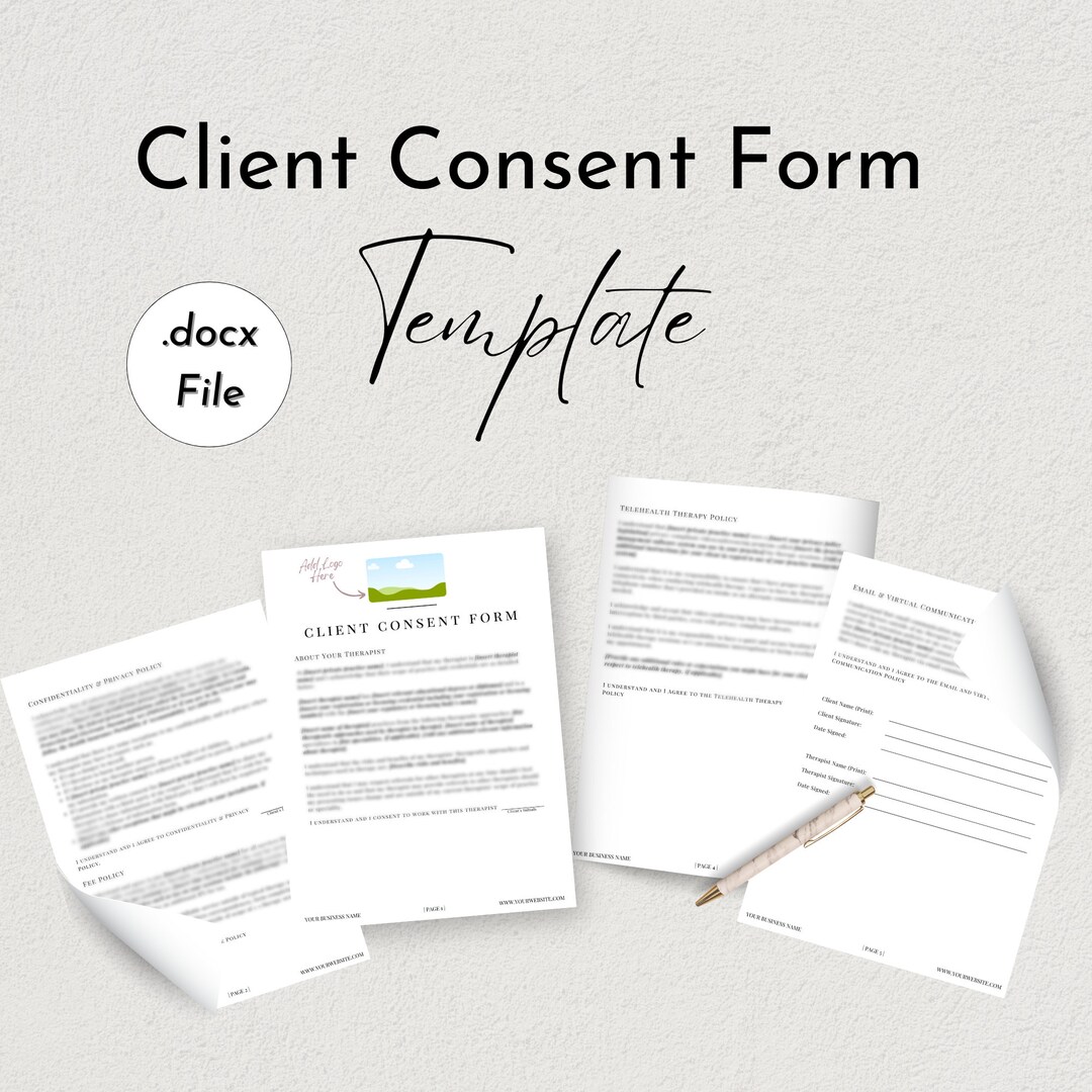 Client Consent Form Template for Therapists Psychotherapists Social ...
