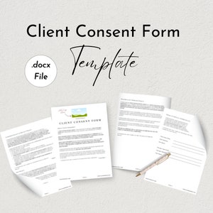 Client Consent Form Template for Therapists Psychotherapists Social Workers Psychologists ...