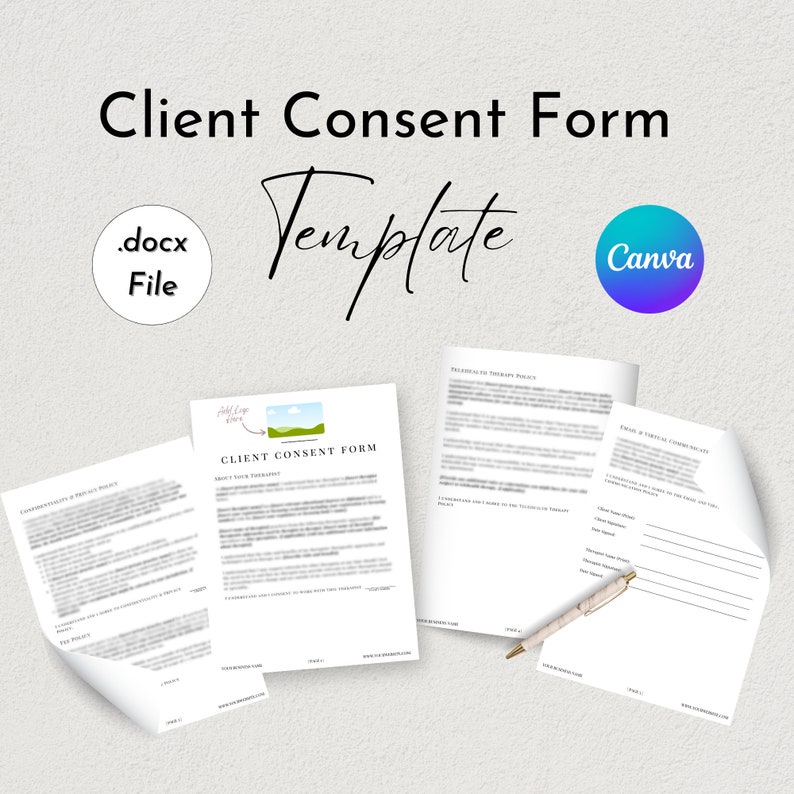 Client Consent Form Template for Therapists Psychotherapists - Etsy